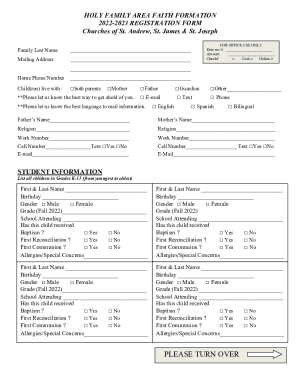Fillable Online Faith Formation Registration Form 22-23.pdf Fax Email ...