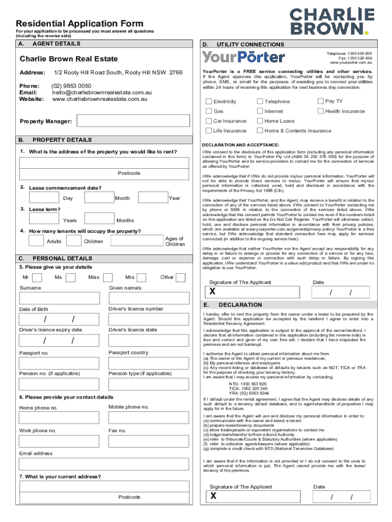 Fillable Online Application Form.pdf - Residential Application Form For ...
