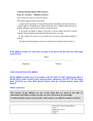 Criminal Practice Rules - 45. Criminal Practice Rules - Affidavit of ...