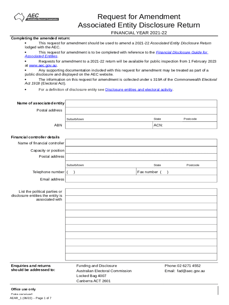 www.aec.gov.ausfilesRequest for Amendment Associated Entity Disclosure Return Doc Template ...