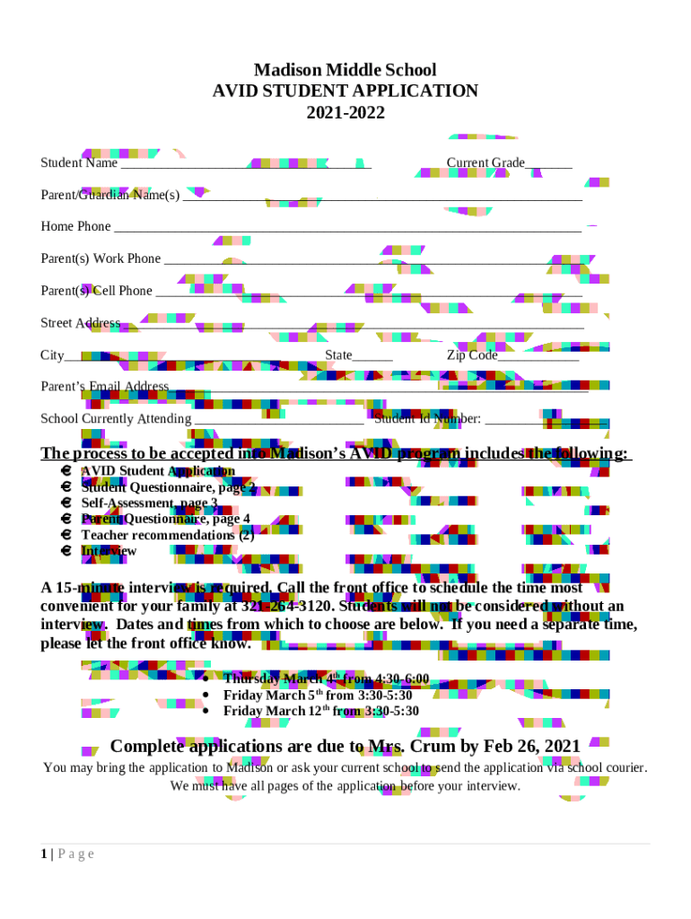 AVID Student Questionnaire - Brevard Public Schools Doc Template | pdfFiller
