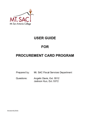 Fillable Online USER GUIDE FOR PROCUREMENT CARD PROGRAM - Mt. San ...