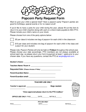Fillable Online Popcorn Party Request Form - Pocono Mountain School ...