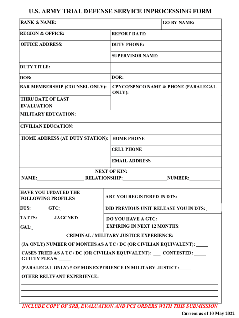 Fillable Online Inprocessing Form (8 Jan 16).pdf Fax Email Print ...