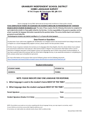 Fillable Online Copy of GISD Home Language Survey - granburyisd.org Fax ...