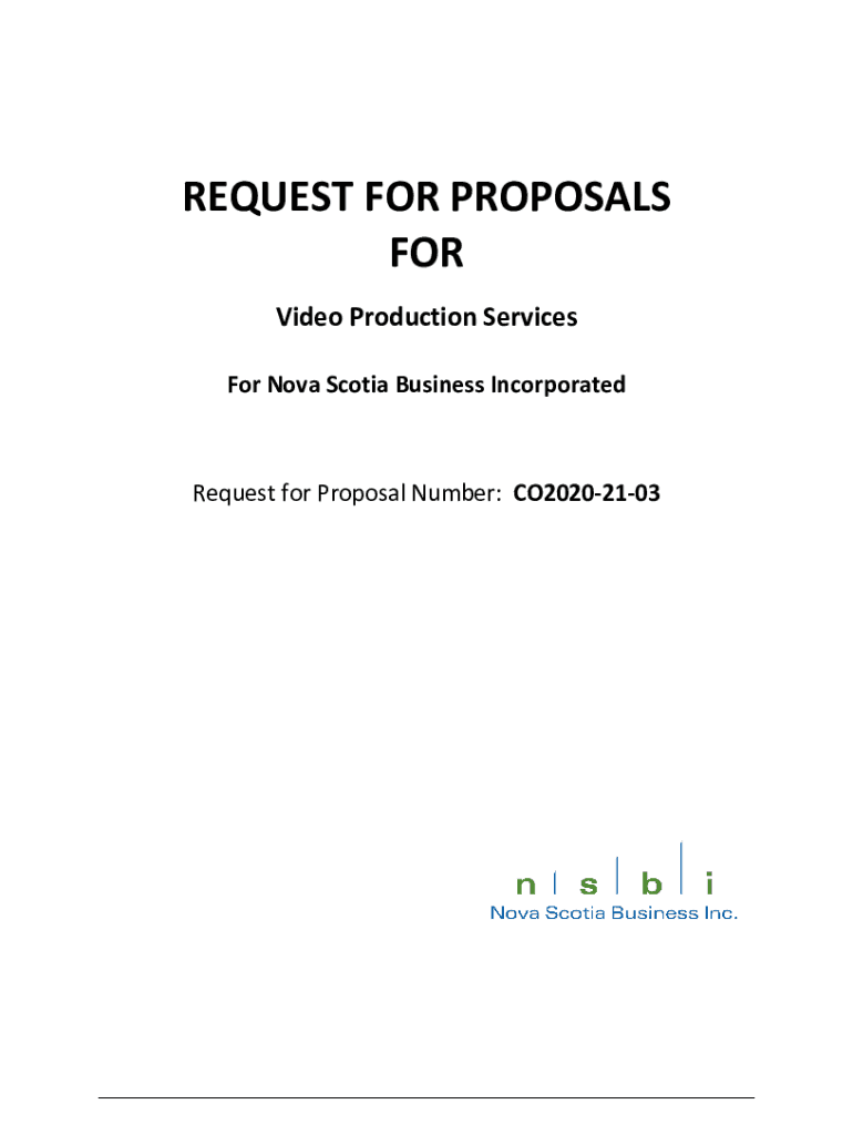 Fillable Online REQUEST FOR PROPOSALS FOR - Procurement novascotia.ca Fax Email Print - pdfFiller