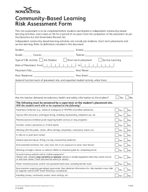 Fillable Online Community-Based Learning Risk Assessment Form Fax Email ...