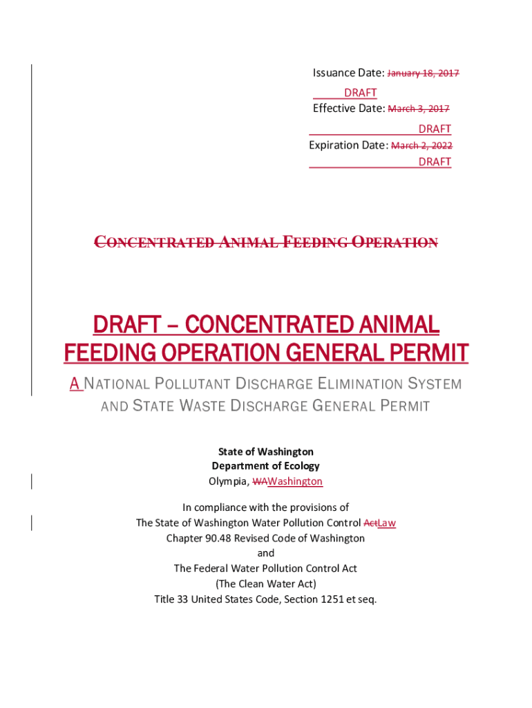 Fillable Online fortress wa DRAFT CONCENTRATED ANIMAL FEEDING OPERATION ...