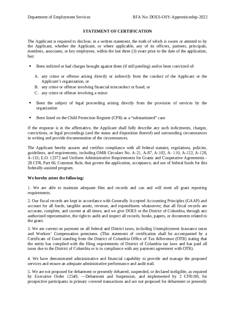 STATEMENT OF CERTIFICATION -does609-Ination Disclosure Statement609-Ination Disclosure ...