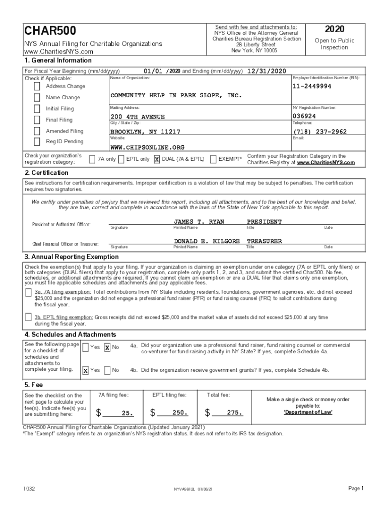Fillable Online CHIPS form990and CHar500(2020)-updated Fax Email Print ...