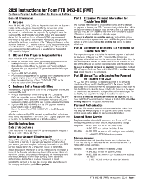 Fillable Online 2020 Instructions for Form FTB 8453-BE (PMT) California ...