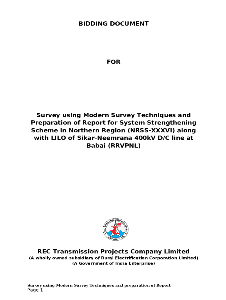 BIDDING DOCUMENT FOR Survey using Modern Survey Techniques and ... Doc Template | pdfFiller