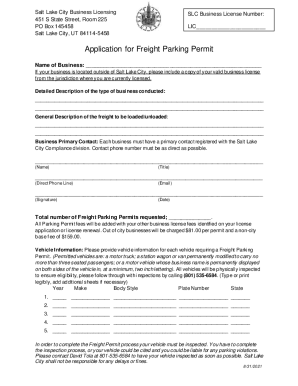 Fillable Online Application for Freight Parking Permit Fax Email Print ...