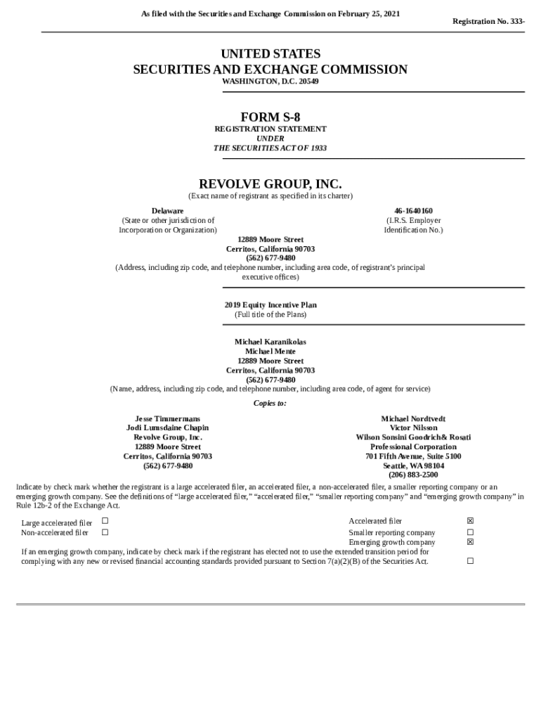 Revolve Group, Inc. (. EDGAR Online Pro Doc Template | pdfFiller
