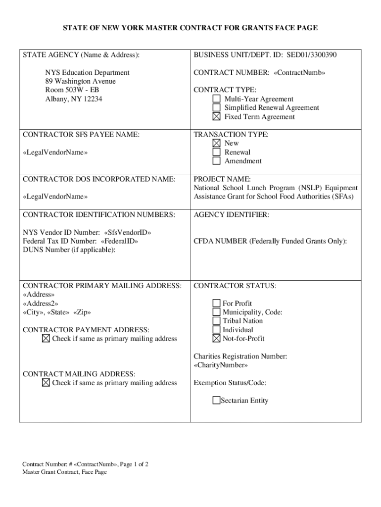 Fillable Online listserv.omh.ny.govsample-multi-year-newSTATE OF NEW YORK MASTER CONTRACT FOR ...