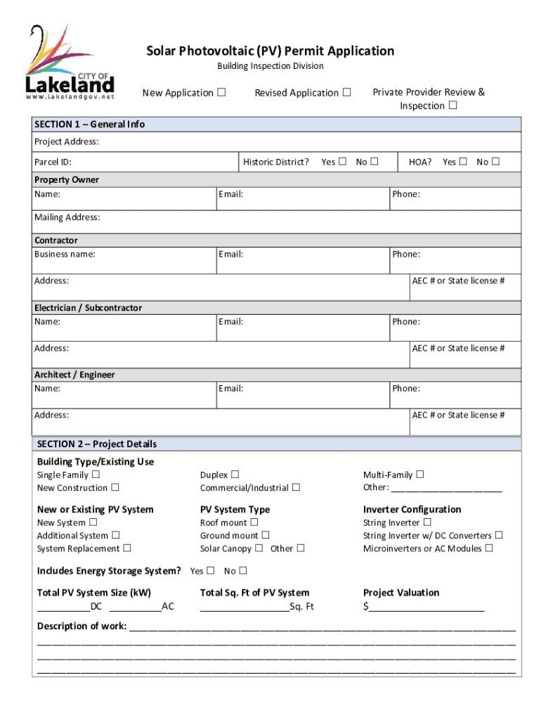 Fillable Online Solar Photovoltaic (PV) Permit Application ...