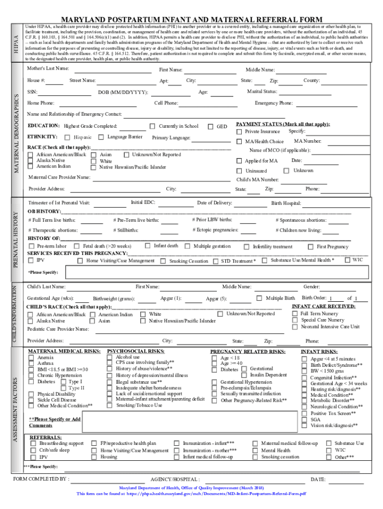 Fillable Online Pages - postpartum-referral - Maryland.gov Enterprise ...