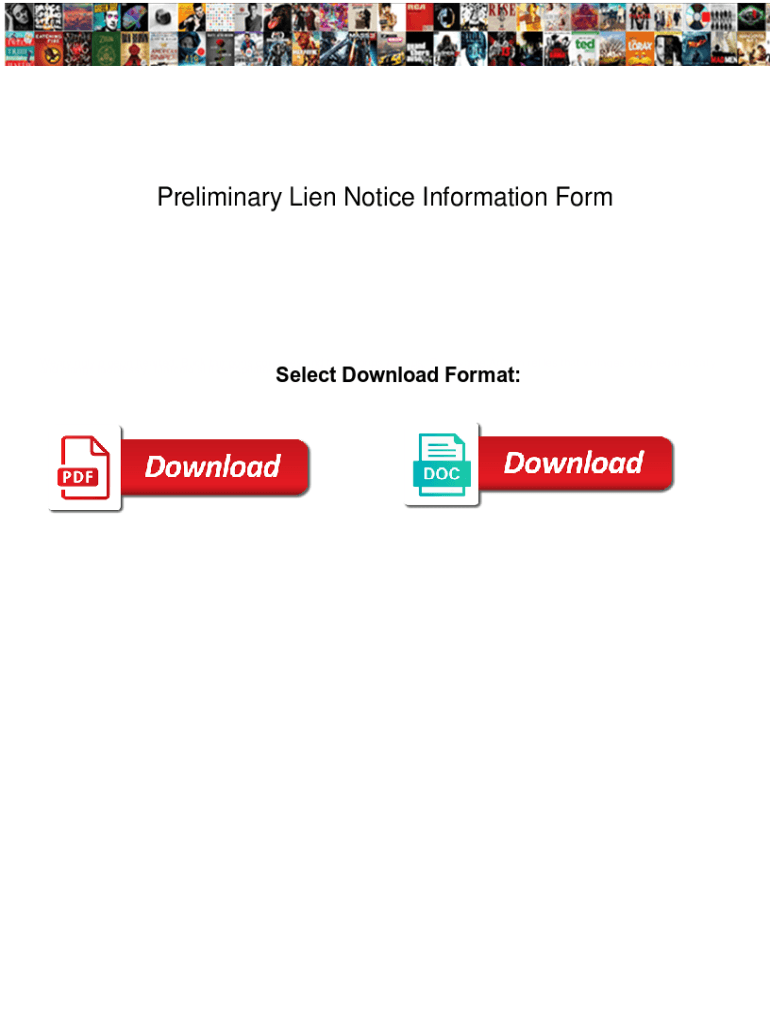Fillable Online Preliminary Lien Notice Information Form. Preliminary ...