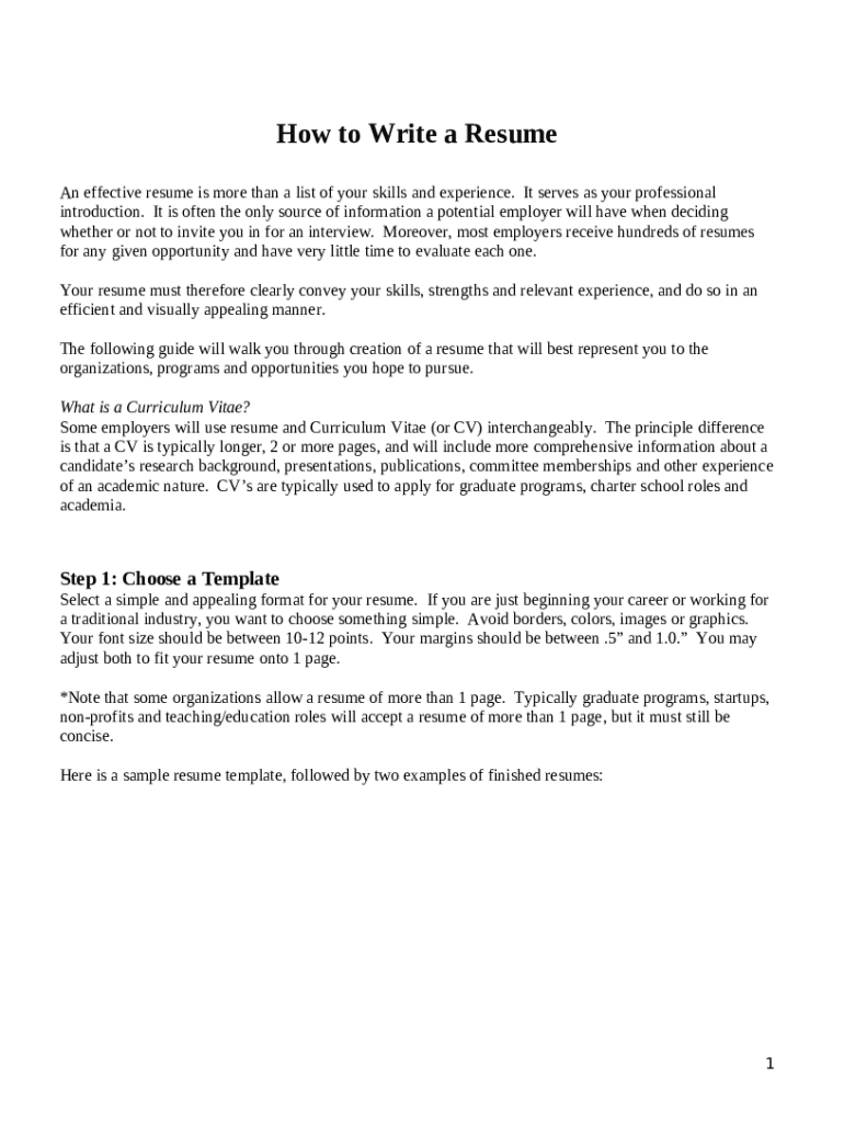 How to Write a Resume - Home - University of Cincinnati Doc Template ...