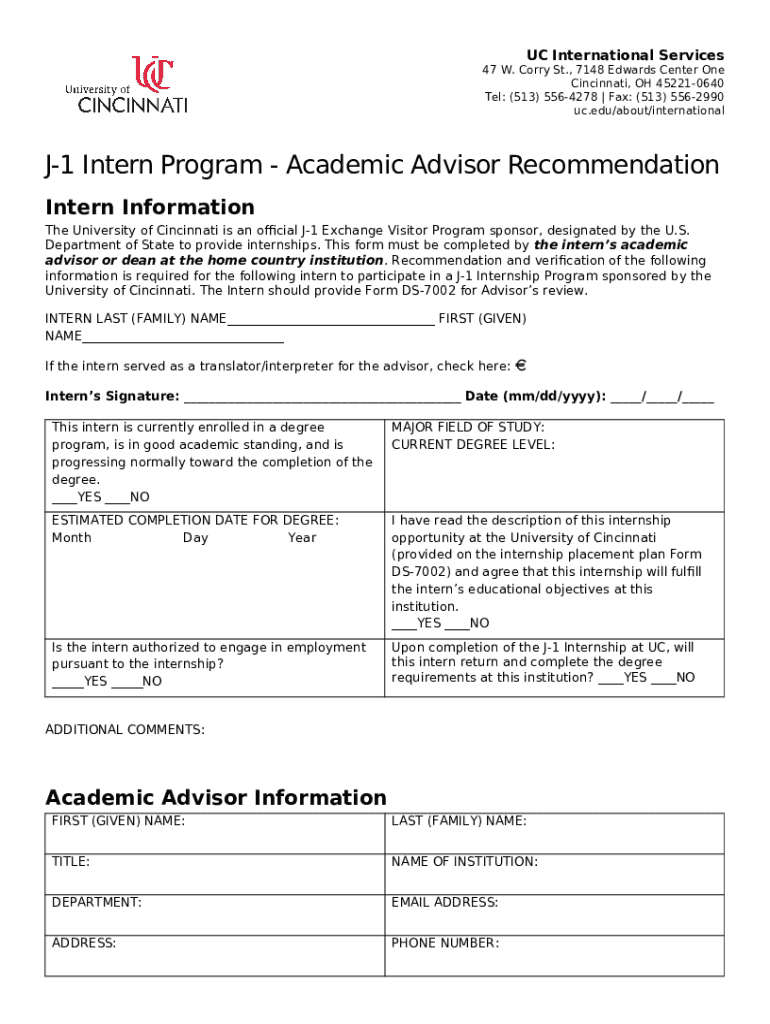 J-1 Student Intern Application - Office of International Services Doc Template | pdfFiller