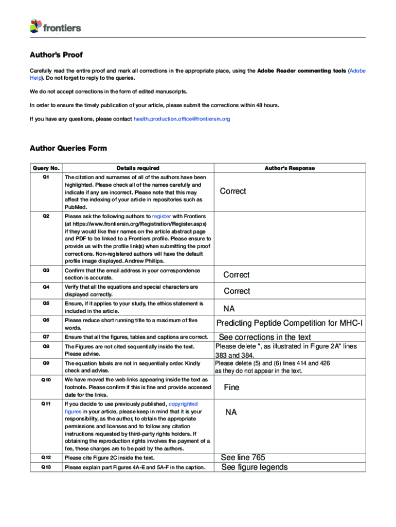 Fillable Online Authors Proof Author Queries Form - University of Southampton Fax Email Print ...