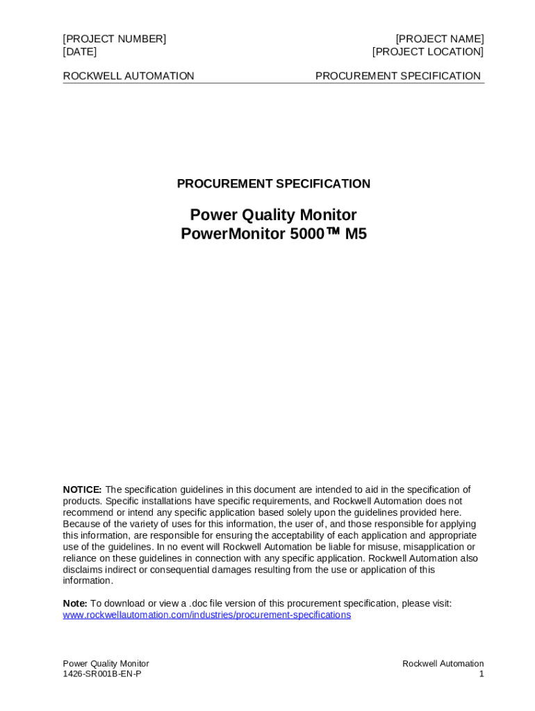 ROCKWELL AUTOMATIONPROCUREMENT SPECIFICATION Doc Template - pdfFiller Doc Template | pdfFiller