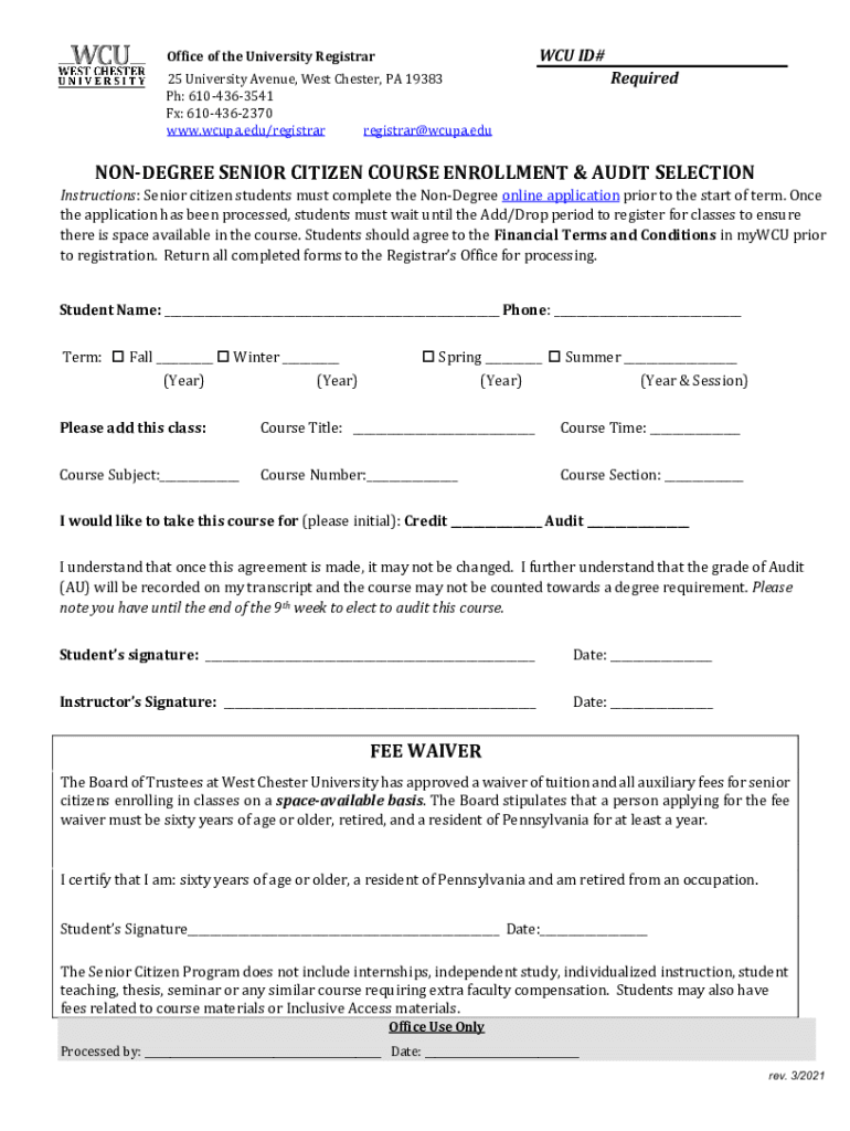 Fillable Online Senior Citizen Registration and Fee Waiver Form Fax Email Print - pdfFiller