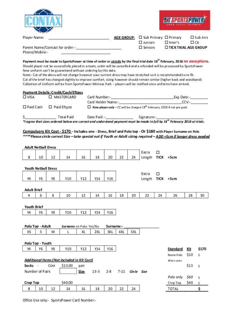 Fillable Online Uniform order form Fax Email Print - pdfFiller