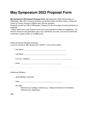 Fillable Online May Symposium 2022 Proposal Form Fax Email Print - pdfFiller