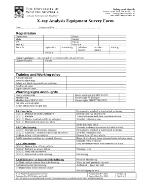 X-ray Analysis Equipment Survey - UWA Doc Template | pdfFiller