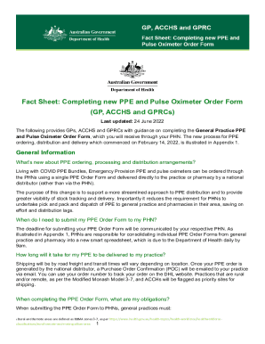 Fillable Online Fact Sheet: Completing new PPE and Pulse Oximeter Order ...