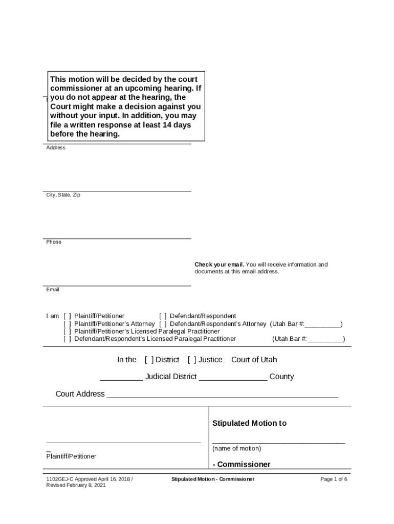 Stipulated Motion - Commissioner. Stipulated Motion - Commissioner Doc ...
