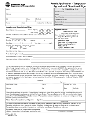 Fillable Online wsdot wa DOT Form 224-068 Permit Application ...
