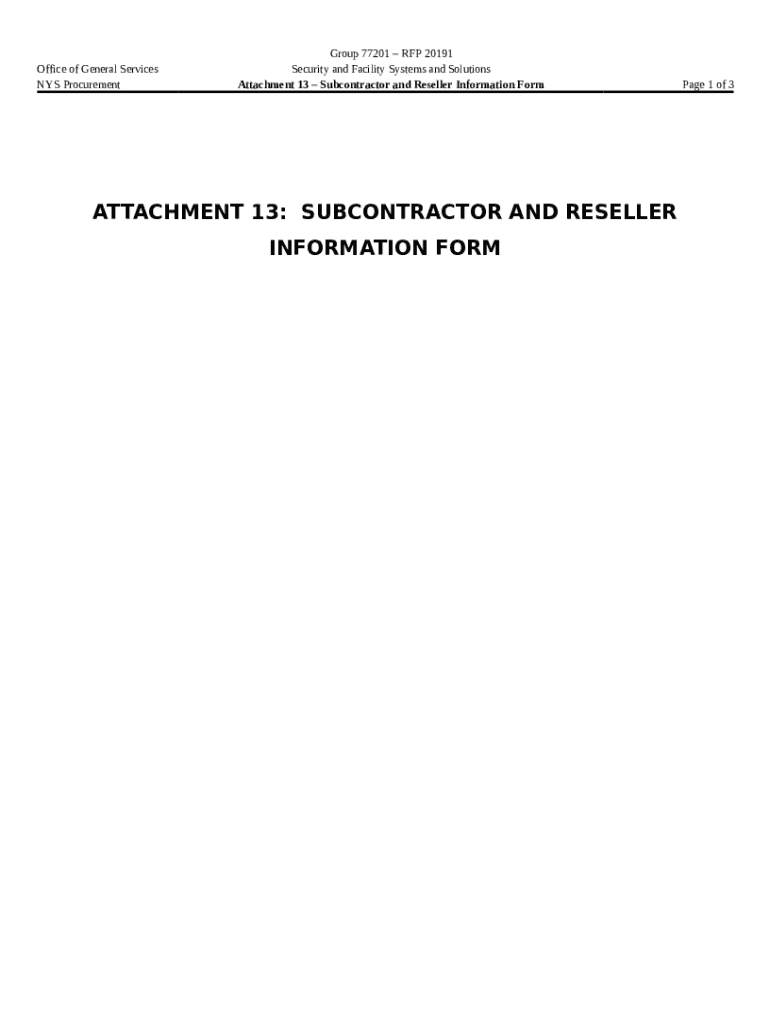 ATTACHMENT 13: subcontractor and reseller ination Doc Template | pdfFiller