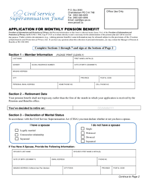 Fillable Online APPLICATION FOR MONTHLY PENSION BENEFIT - Prince Fax ...