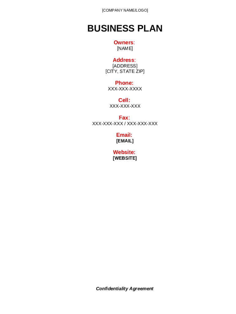 Business Plan Template: Business Plan Real Estate Doc Template | pdfFiller