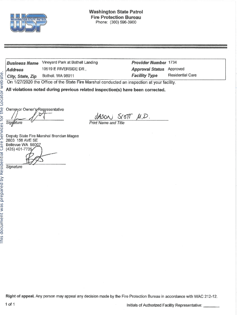 Fillable Online fortress wa Residential Care Approved Facility Type ...