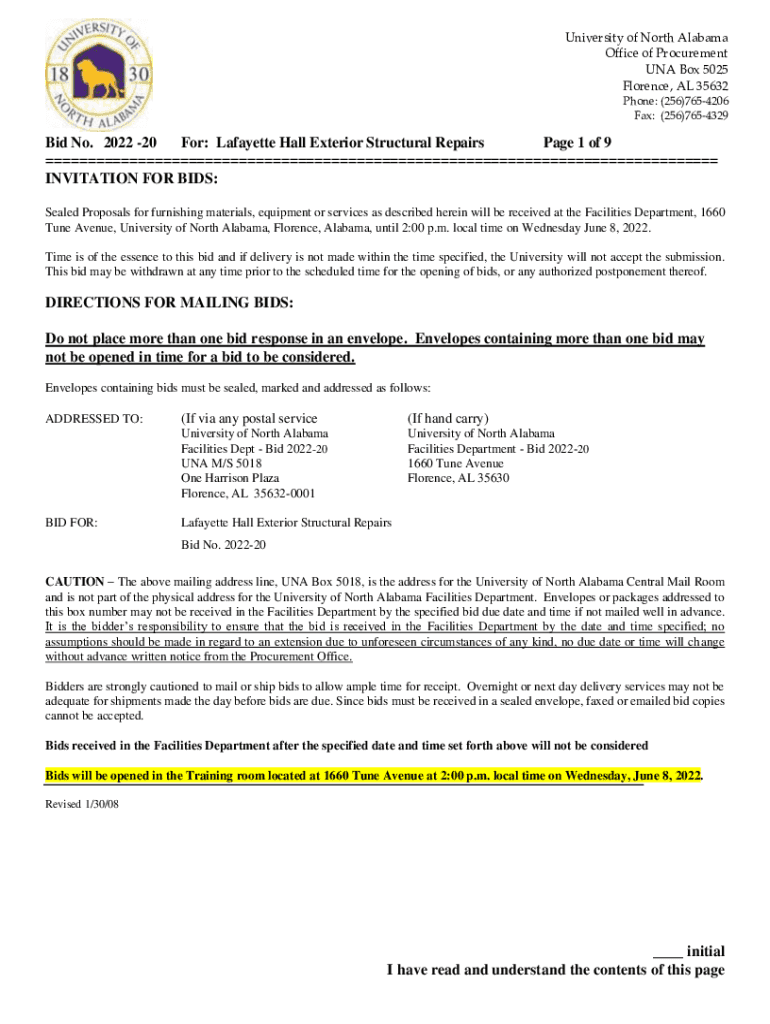 Fillable Online For: Lafayette Hall Exterior Structural Repairs Fax Email Print - pdfFiller