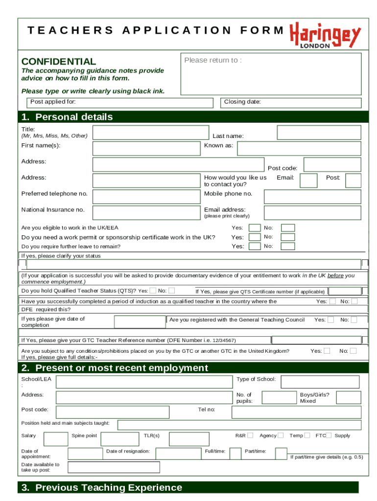 APPLICATION TEACHERS - Haringey Education Partnership Doc Template ...
