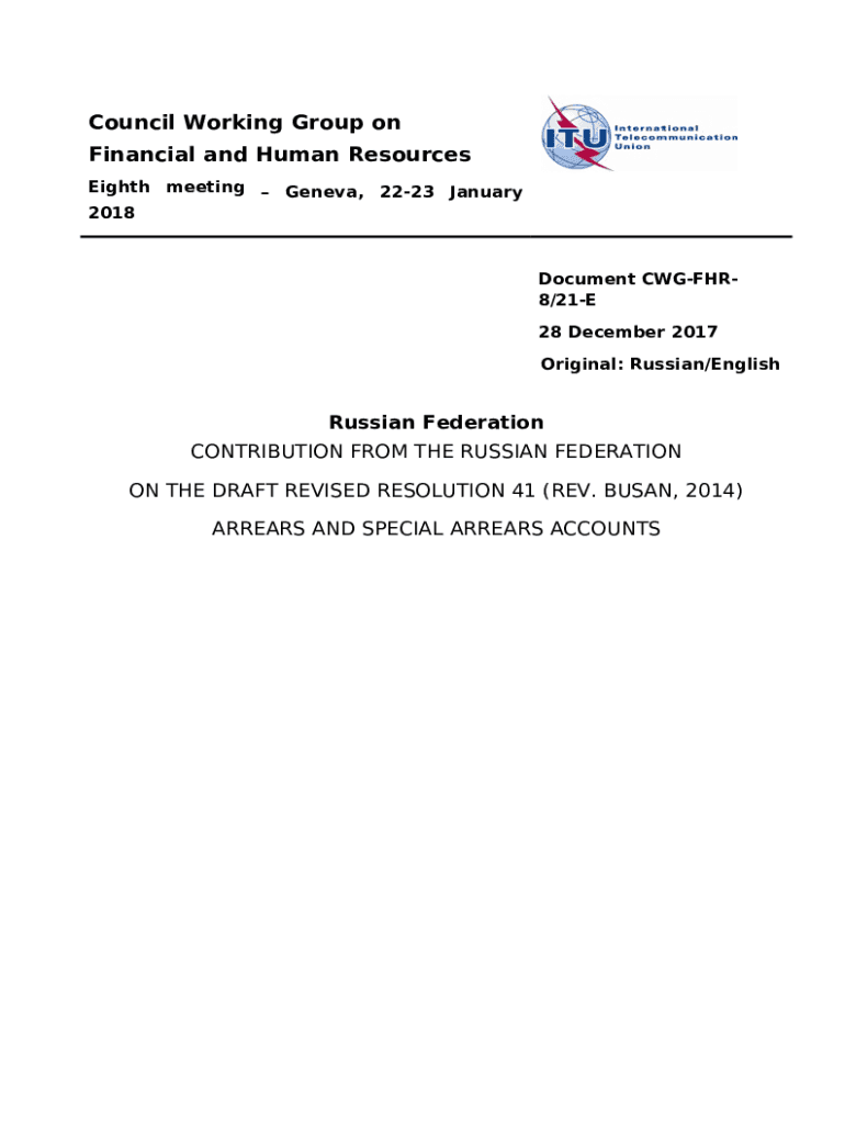 Contribution from the Russian Federation - ITU Doc Template | pdfFiller