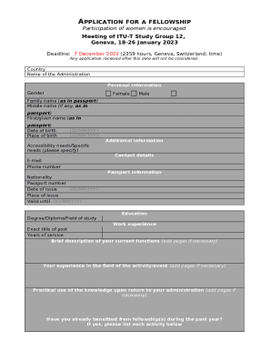 - Fellowship application - ITU Doc Template | pdfFiller