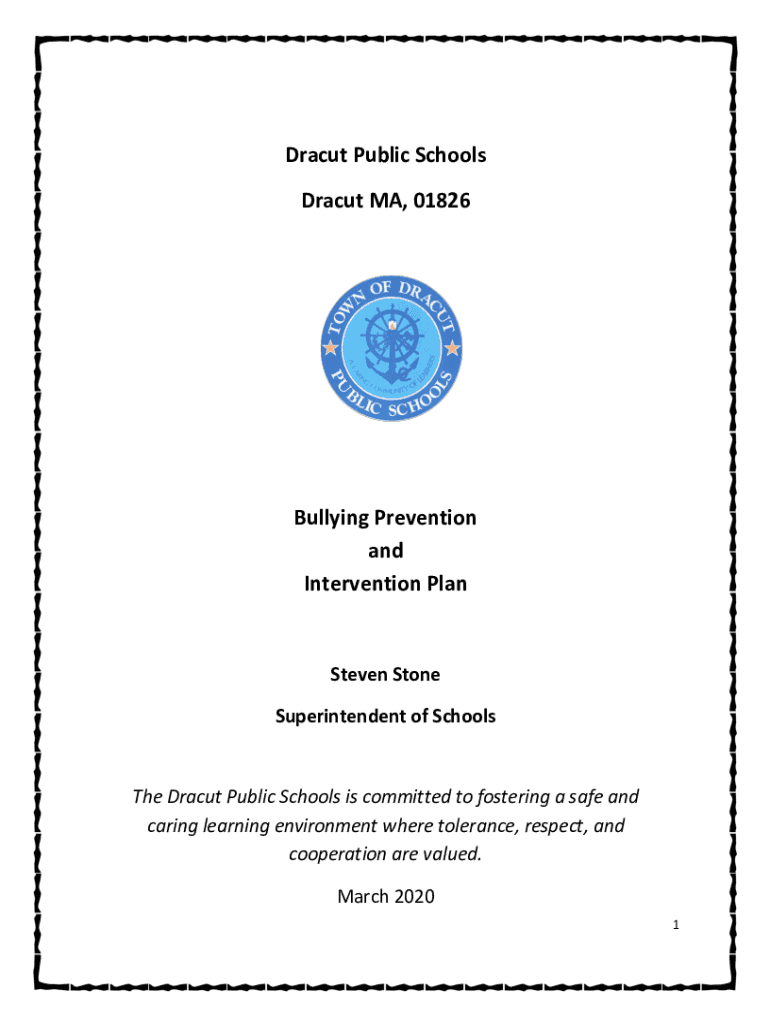 Fillable Online DRACUT Bullying Intervention Plan Final .docx Fax Email ...