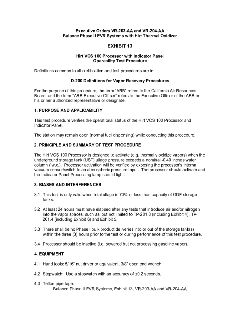Fillable Online Hirt EO VR-205-B: Exhibit 8 - California Air Resources ...