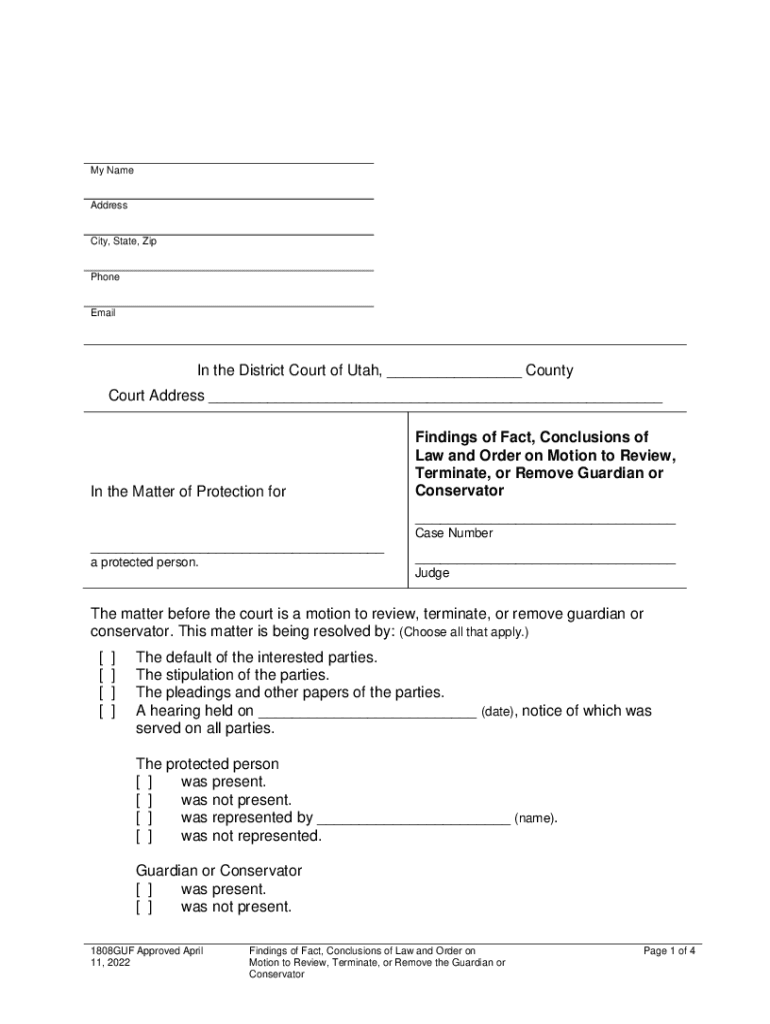 Fillable Online Findings of Fact, Conclusions of Law and Order on ...