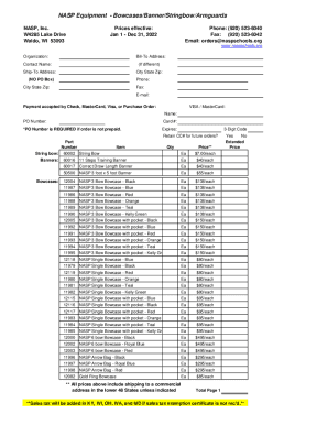 Fillable Online NASP Equipment Bowcase Banner Armguard Order Form. NASP ...