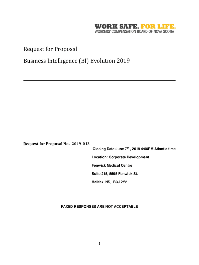 Fillable Online Request for Proposal Business Intelligence (BI) Evolution 2019 Fax Email Print ...