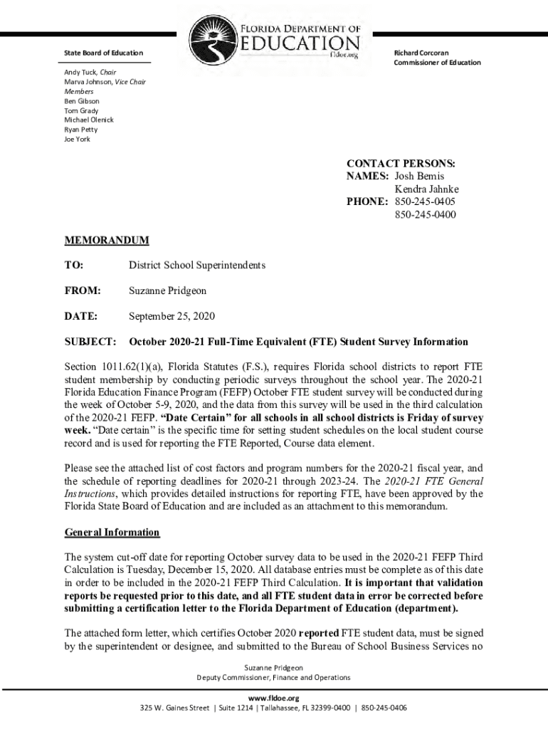 Fillable Online State Board of Education Richard Corcoran Commissioner ...