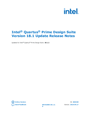 Fillable Online Intel Quartus Prime Design Suite Version 18.1 Update ...
