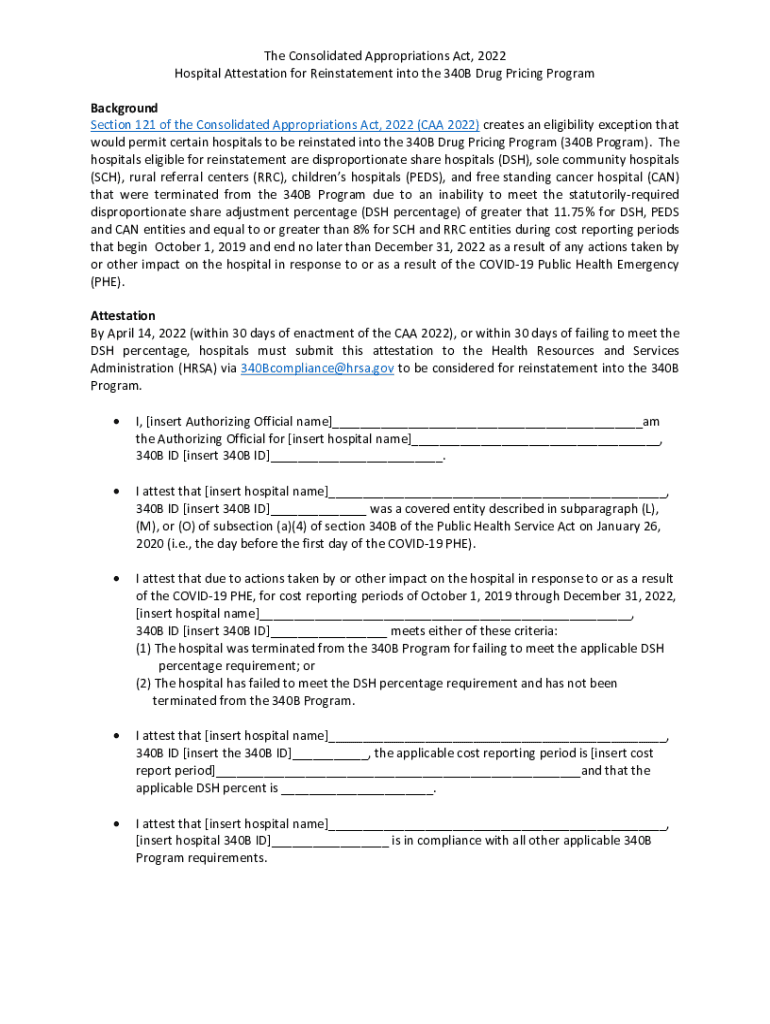 Fillable Online The 340B Drug Pricing Program: Background, Ongoing ...
