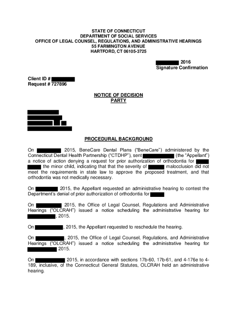 Fillable Online Agency: SOCIAL SERVICES, STATE OF CONNECTICUT ...